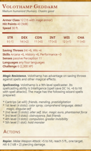 Volothamp "Volo" Geddarm Stat Block - Dungeonsports Coliseum